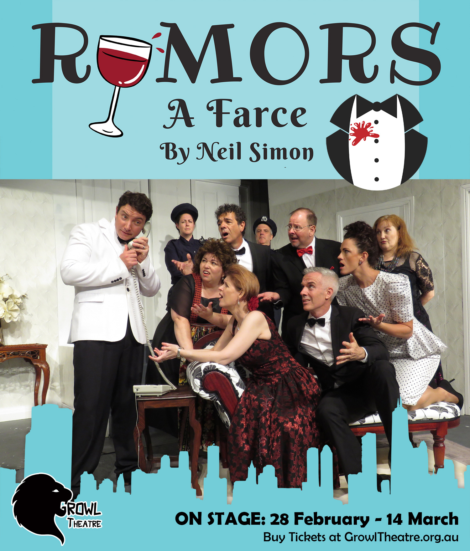 Rumors opens next week – Growl Theatre